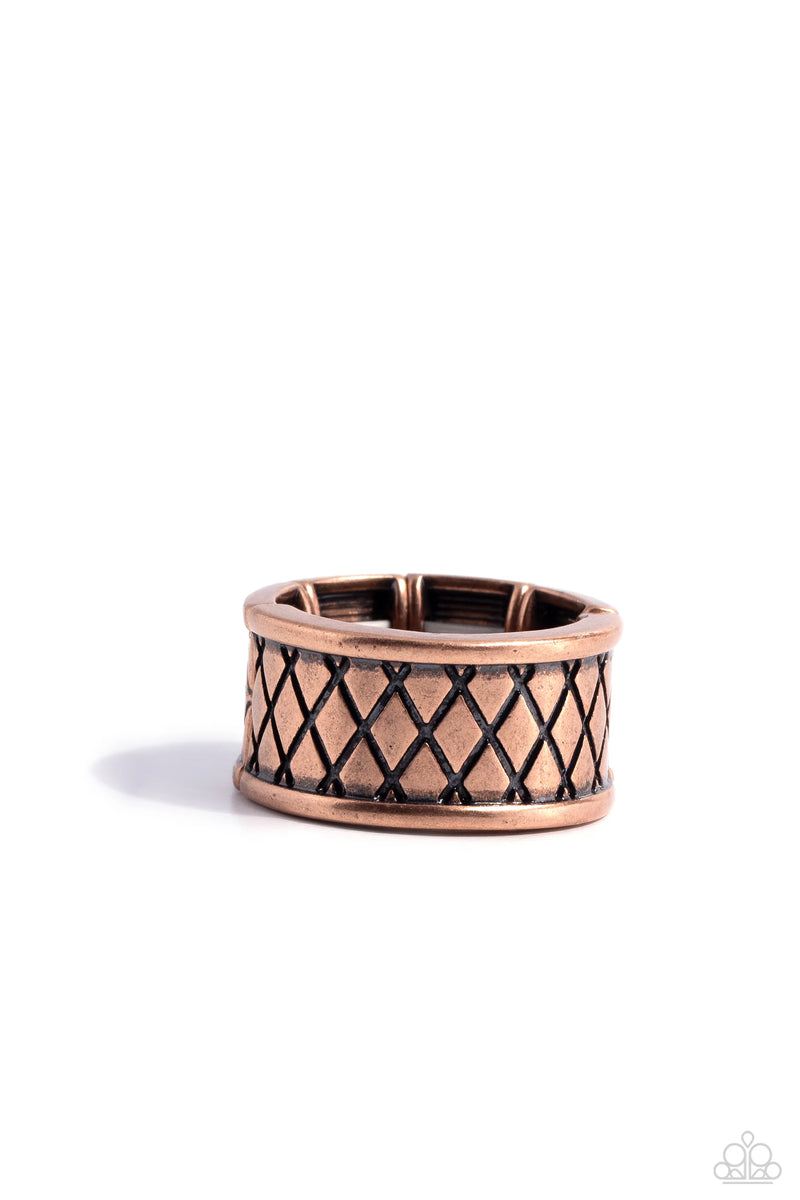 Paparazzi Triple Crossed - Copper Ring – Infinite Sparkle With Carina